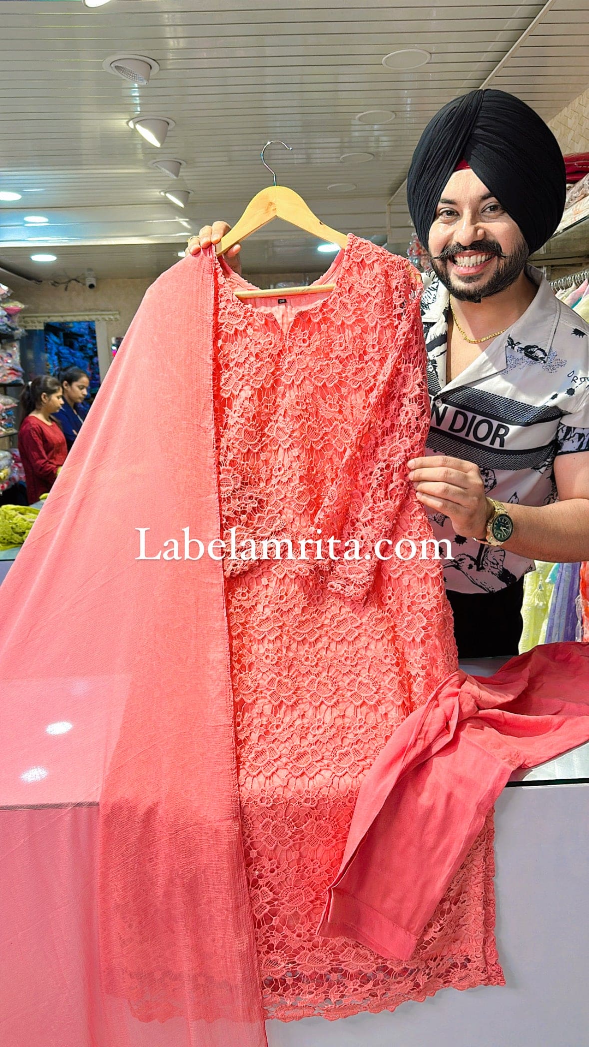 Gajri Vibrant Crochet Pakistani Indowestern Suit