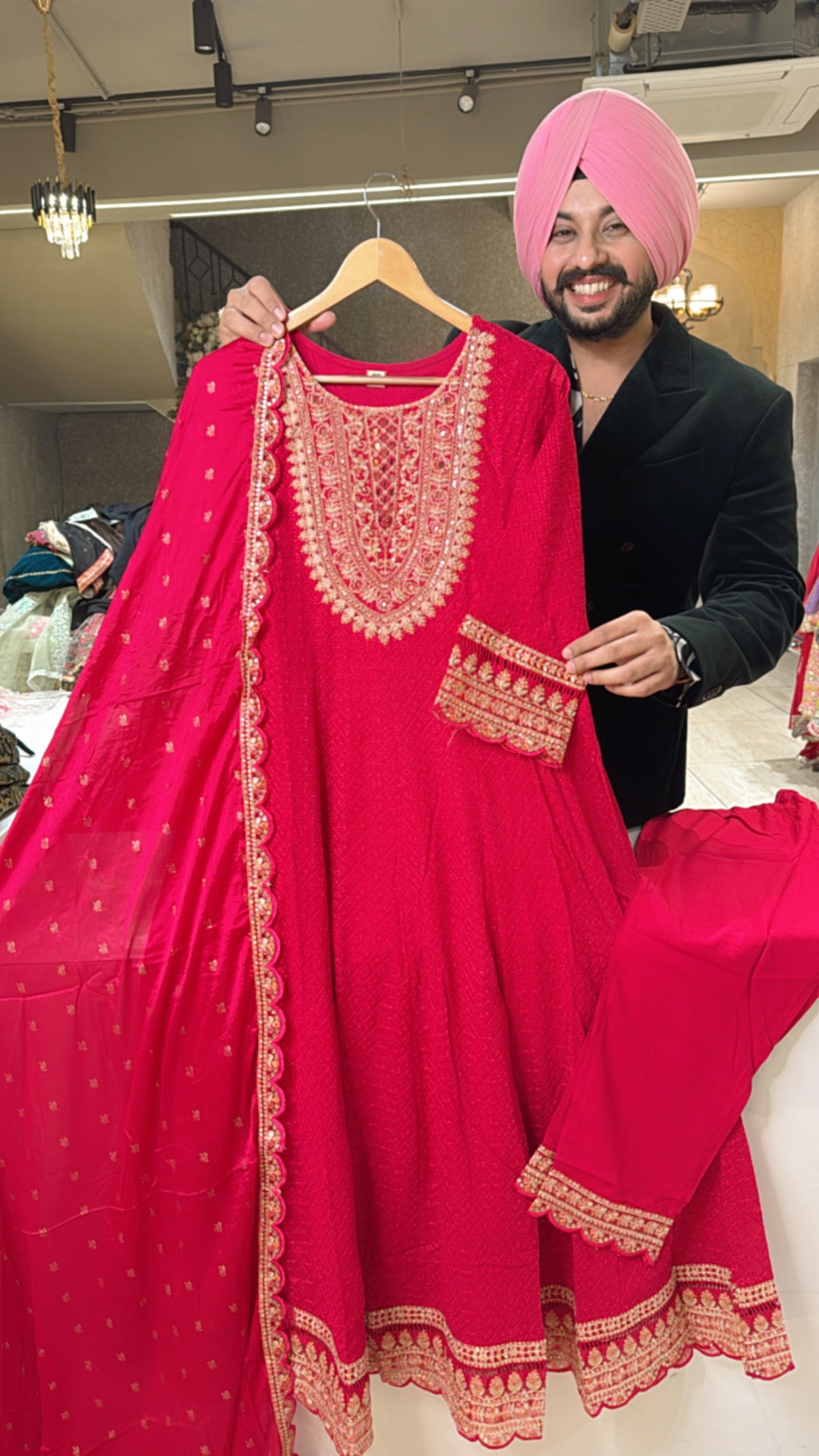 Anaari Georgette Heavy Embroidered & shifli Work Full Flair Anarkali S