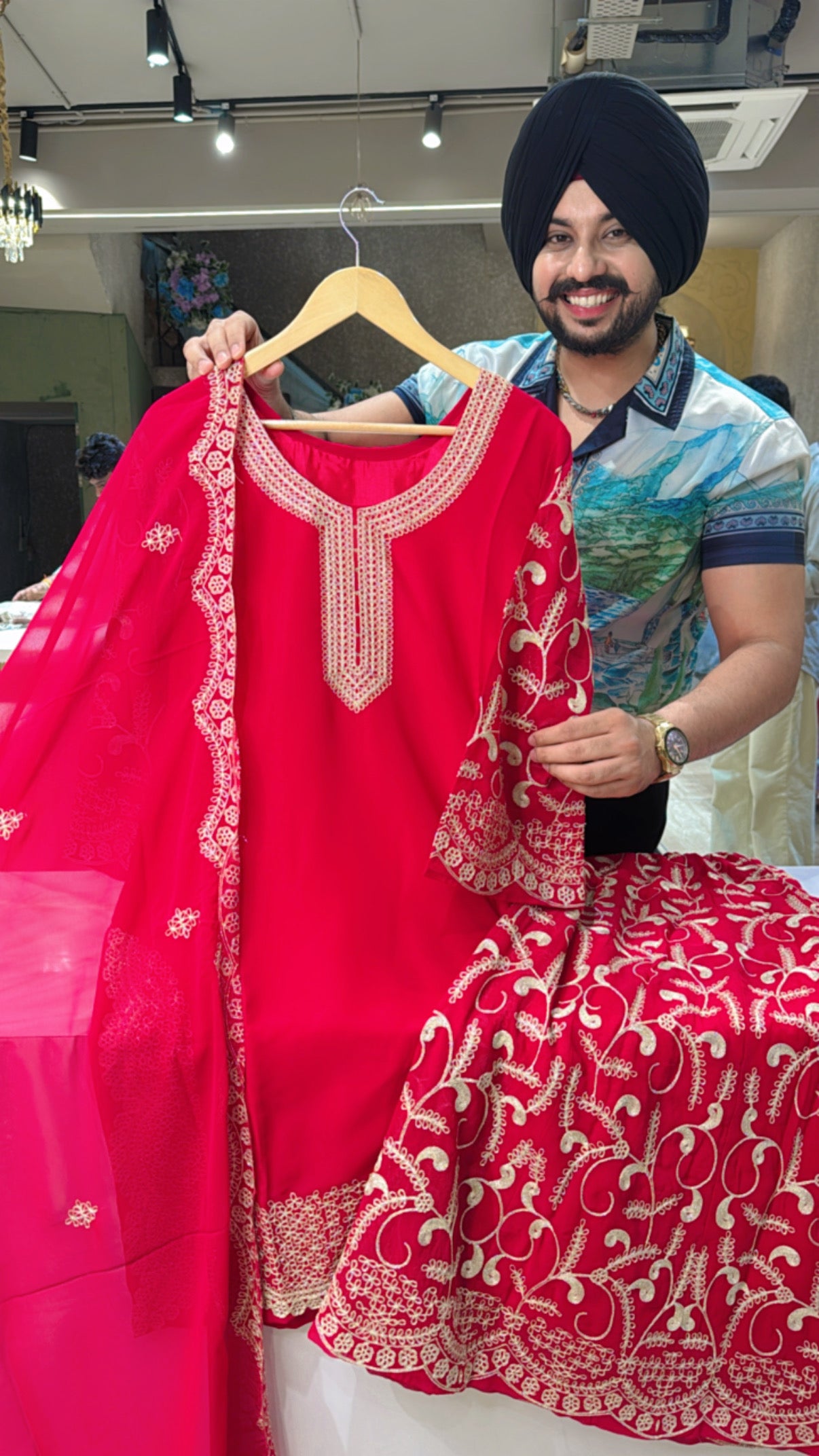 Anaari Georgette Heavy embroidered Full Flair Sharara Suit with Beauti