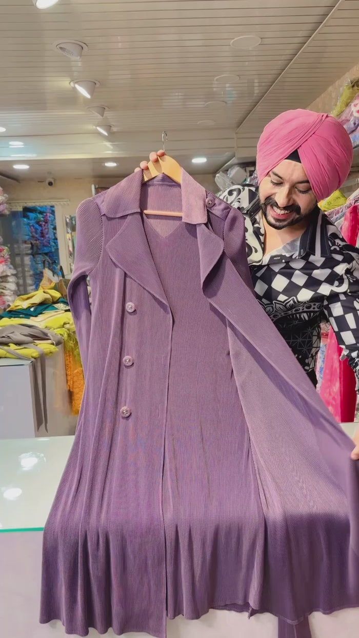 Purple Strechable Western Side Shrug Dress