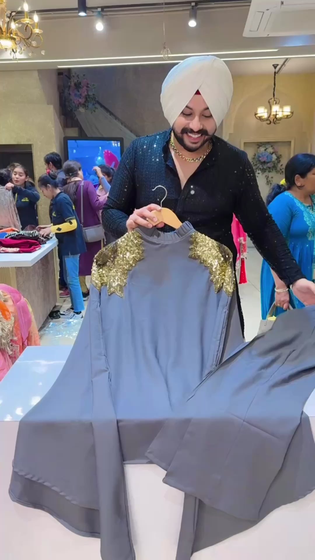 English Grey Imported Fabric Designer Butterfly Coordset with Beautifu